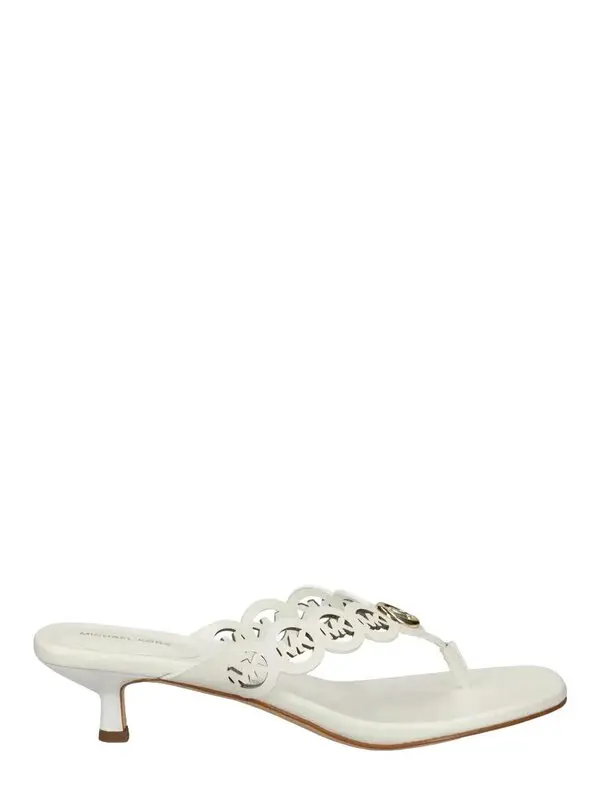 Michael Kors Logo-cutout Kitten-heel Sandals - White