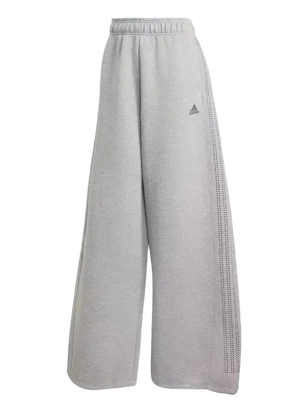 Adidas Rhinestone-embellished Wide-leg Track Pants - Grey