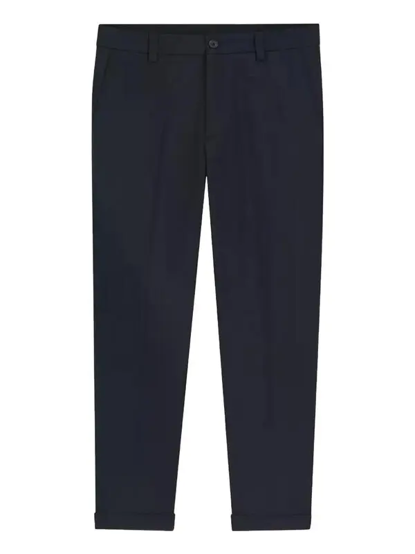 BOSS Pressed-crease Turn-up Trousers - Blue
