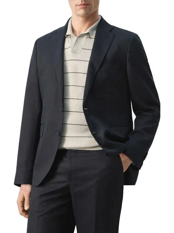Mango Slim Fit Lyocell & Linen Blend Suit Jacket - Navy