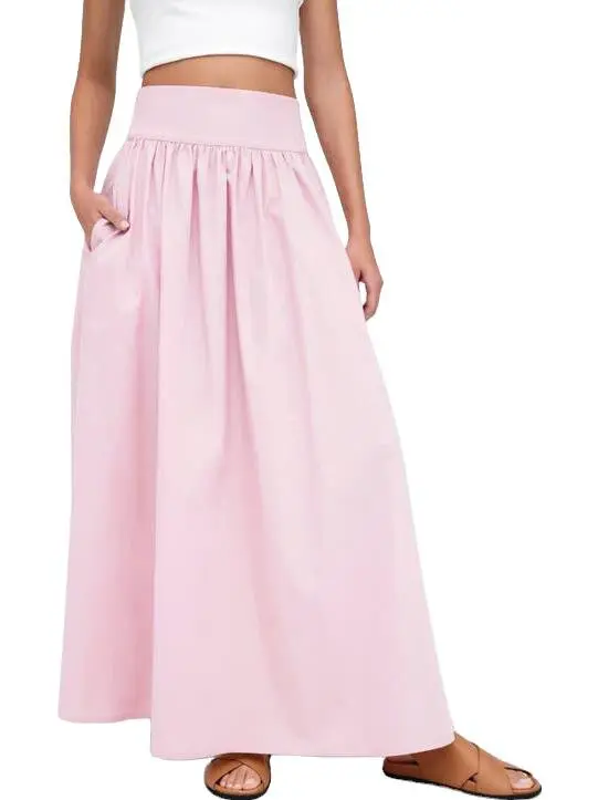 MARCELLA Raven Cotton Poplin Maxi Skirt - Pink