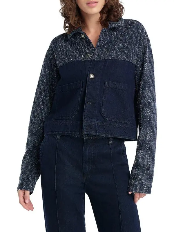 FAVORITE DAUGHTER The Leave An Impression Texture Denim Jacket - Marfa
