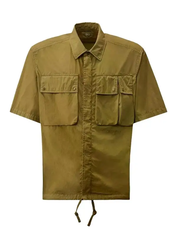 C.P. COMPANY 50 Fili Logo-embroidered Drawstring Shirt - Green