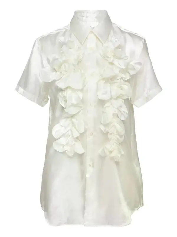 Comme Des Garçons Ruffle-trimmed Satin Shirt - White