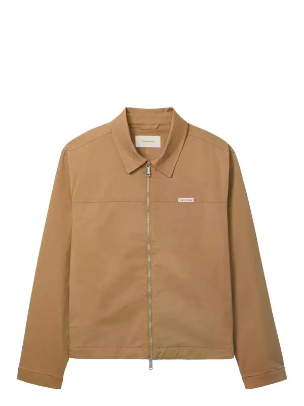 Calvin Klein Logo-patch Zip-up Jacket - Neutrals