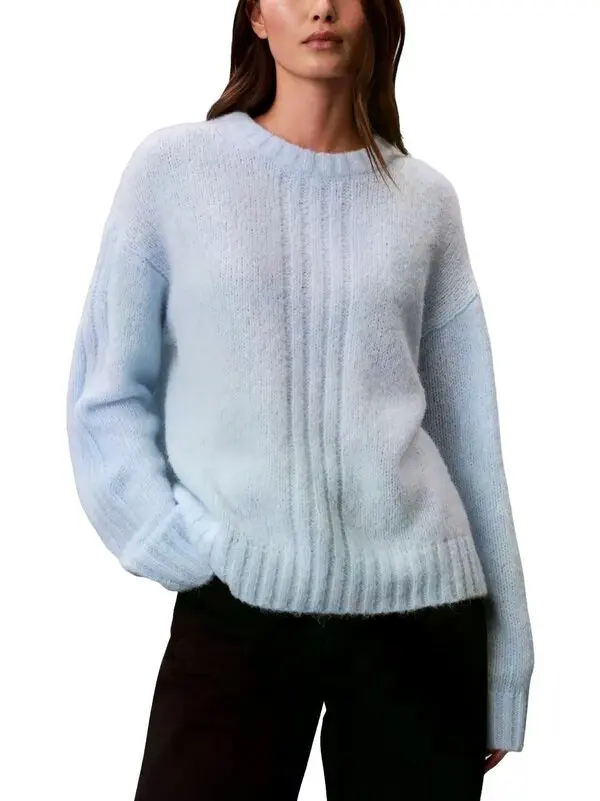 Calvin Klein Ribbed-knit Drop-shoulder Sweater - Blue