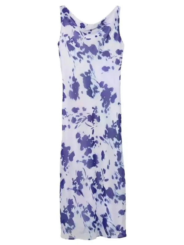 Calvin Klein Floral-print Cowl-neck Dress - White