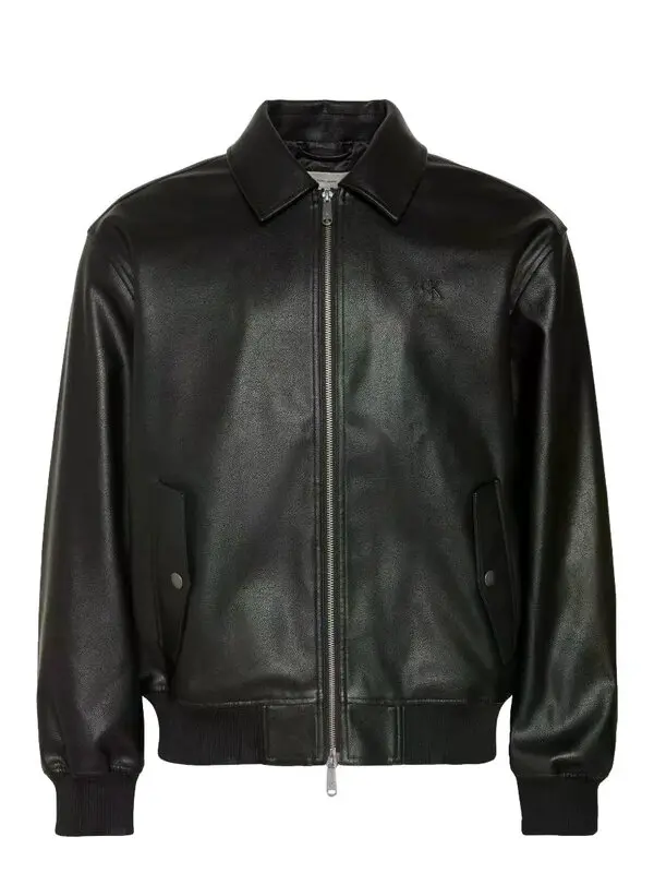 Calvin Klein Logo-embroidered Zip-up Jacket - Brown