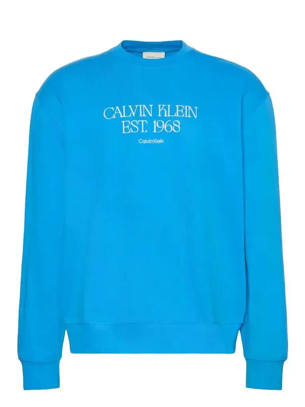 Calvin Klein Logo-print Crew-neck Sweater - Blue