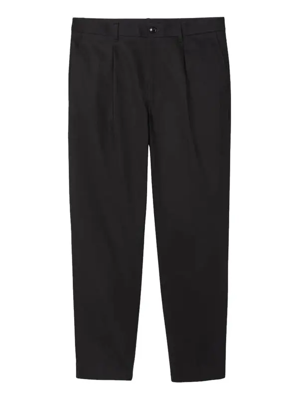 Calvin Klein Pleated Straight-leg Trousers - Black