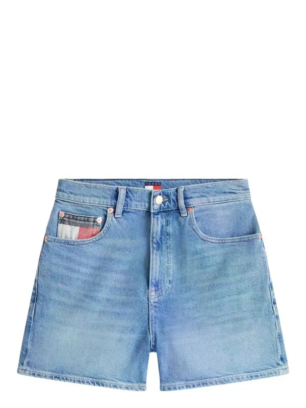 Tommy Hilfiger Logo Patch Denim Shorts - Blue