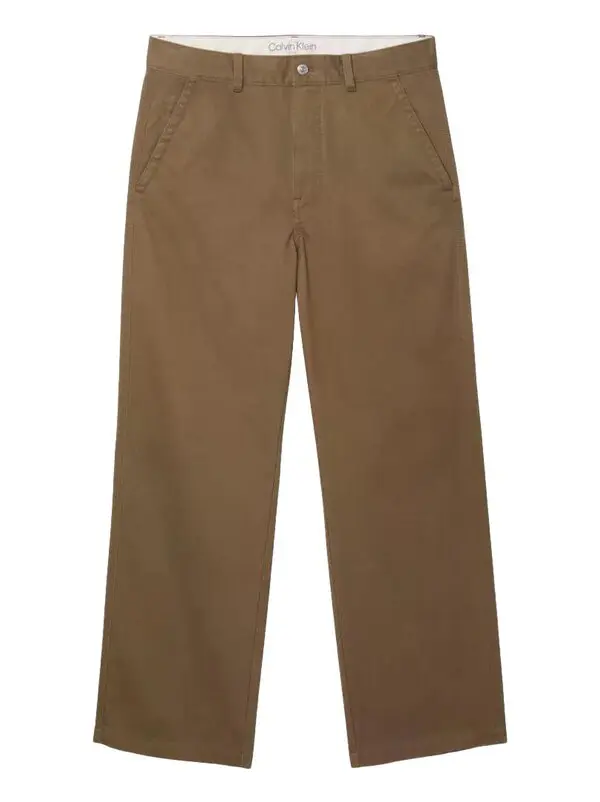 Calvin Klein 90s Logo-patch Straight-leg Trousers - Brown