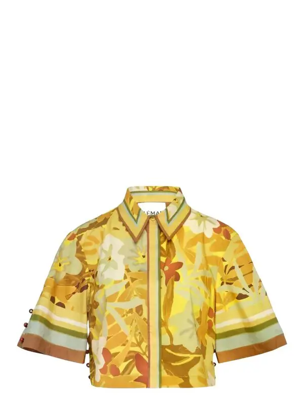ALEMAIS Maxi Cropped Floral-print Shirt - Yellow