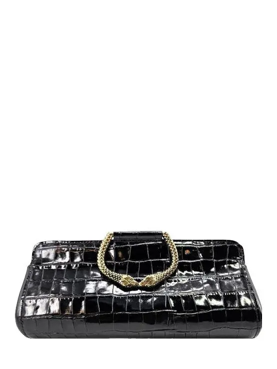 MADISON MAISON Moc Croc Embossed Clutch - Black