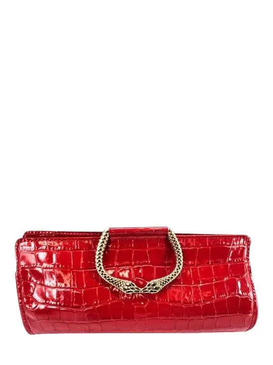 MADISON MAISON Moc Croc Embossed Clutch - Red