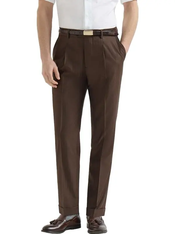 Brunello Cucinelli Virgin Wool Trousers - Brown