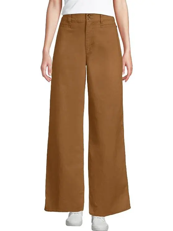 LANDS' END Stretch Canvas High Rise Wide Leg Pants - Canyon Camel