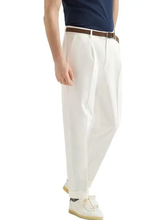 Brunello Cucinelli Gabardine Garment Dyed Trousers - Snow