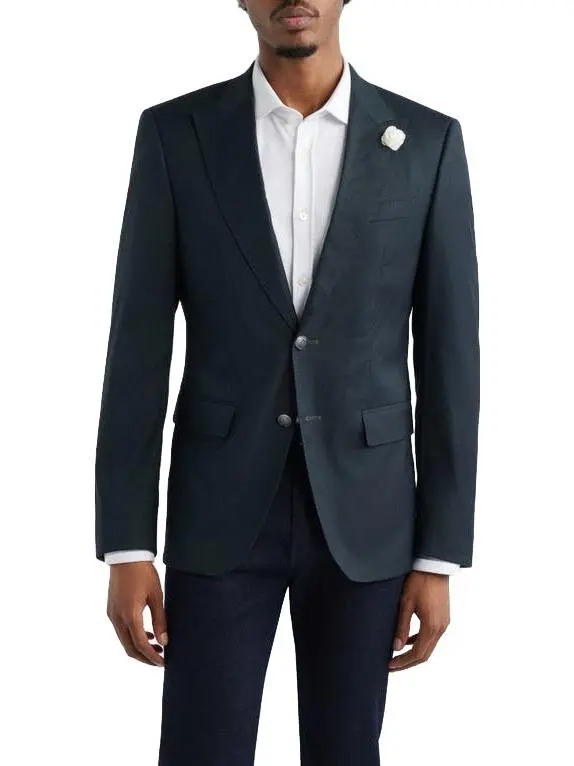 BOSS Wool Blend Peak Lapel Sport Coat - Open Green