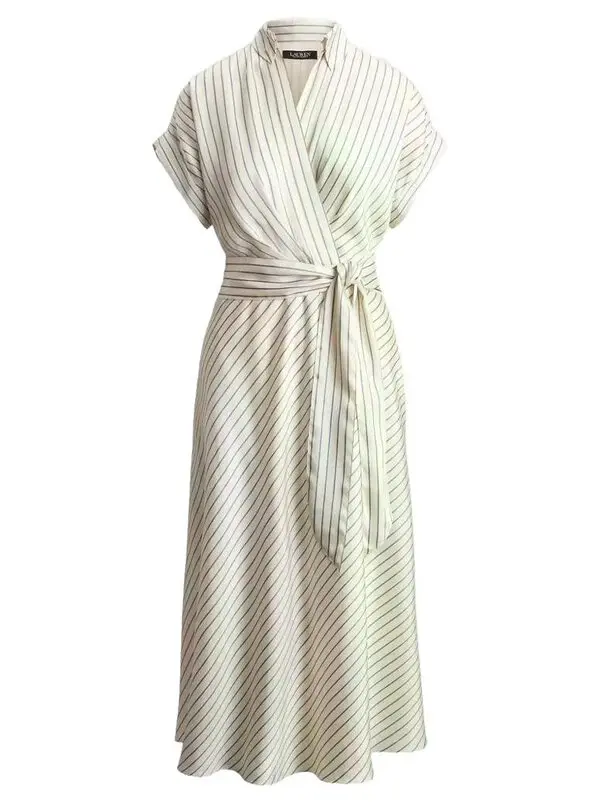 Ralph Lauren Stripe-pattern Wrap-style Dress - Neutrals