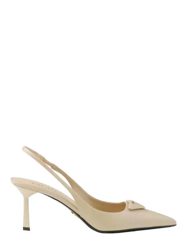 Prada Saffiano Patent Leather Slingback Pumps - Neutrals