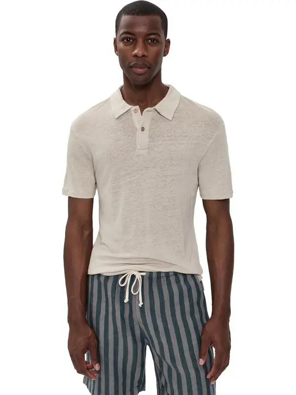 ALEX CRANE Linen Knit Polo - Bone