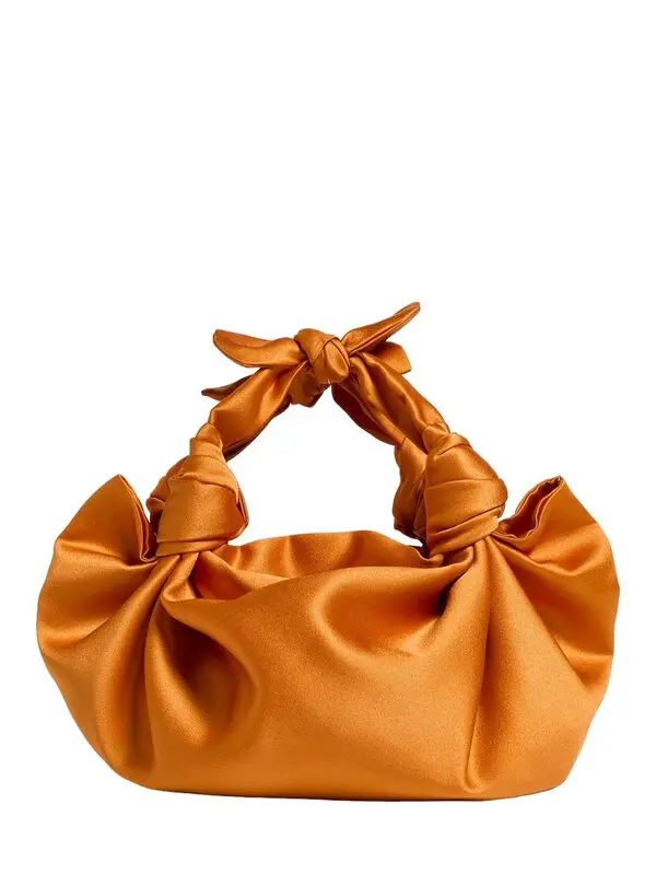 NLA COLLECTION Knotted Satin Bag - Burnt Orange