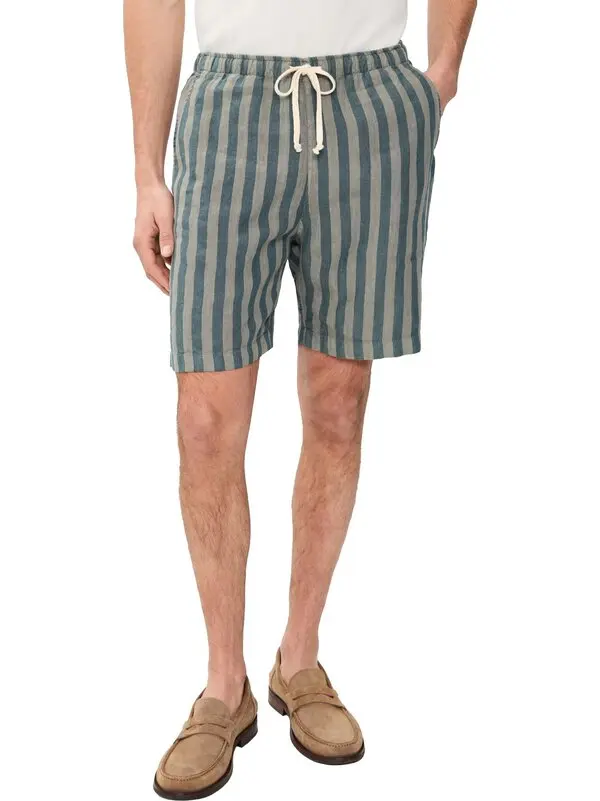 ALEX CRANE Striped Linen Shorts - Big Wave Jade
