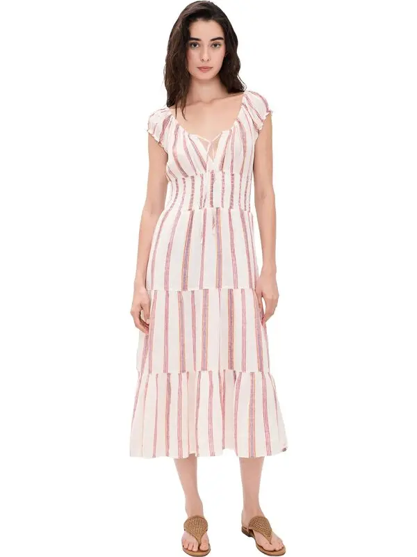 Rails Striped Midi Dress With Tie Detail - Primavera Stripe