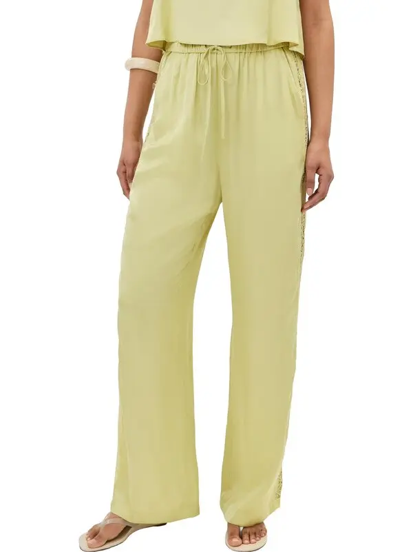 LE BOP Lauren Satin Pants - Honeydew