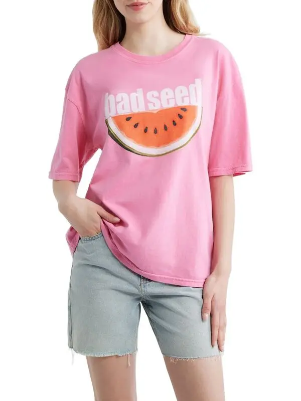 Junk Food Cotton Graphic T-shirt - Pink Carnation