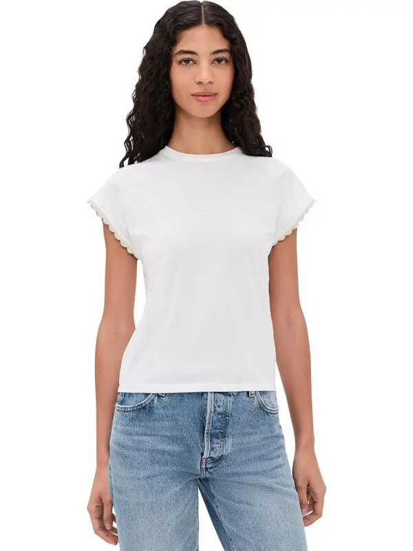 FRAME Crochet-trimmed Muscle Tee - White