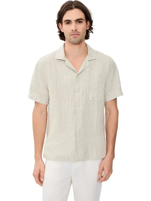 ALEX CRANE Striped Linen Camp Shirt - Saltlines