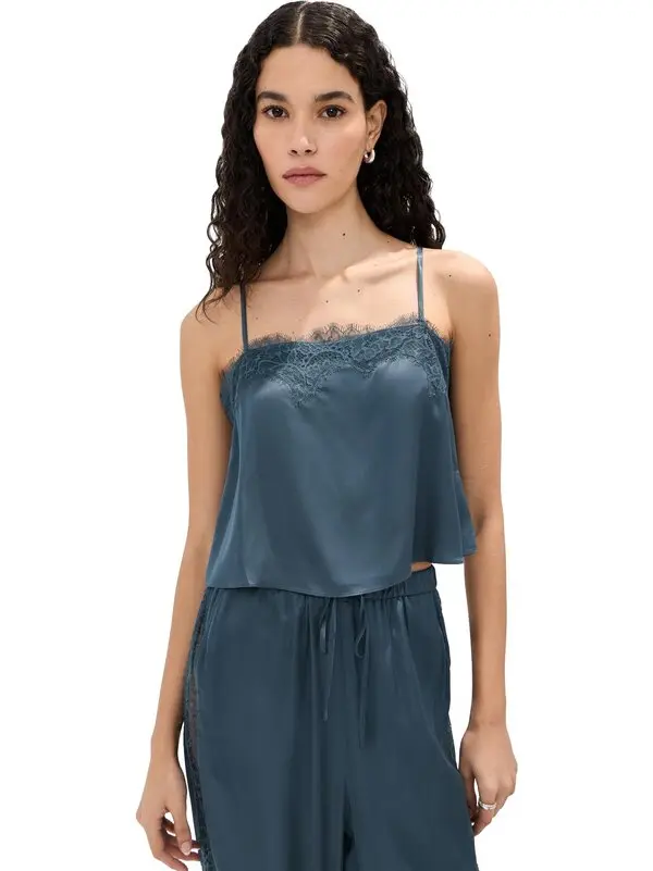 LE BOP Sienna Satin Top - Navy