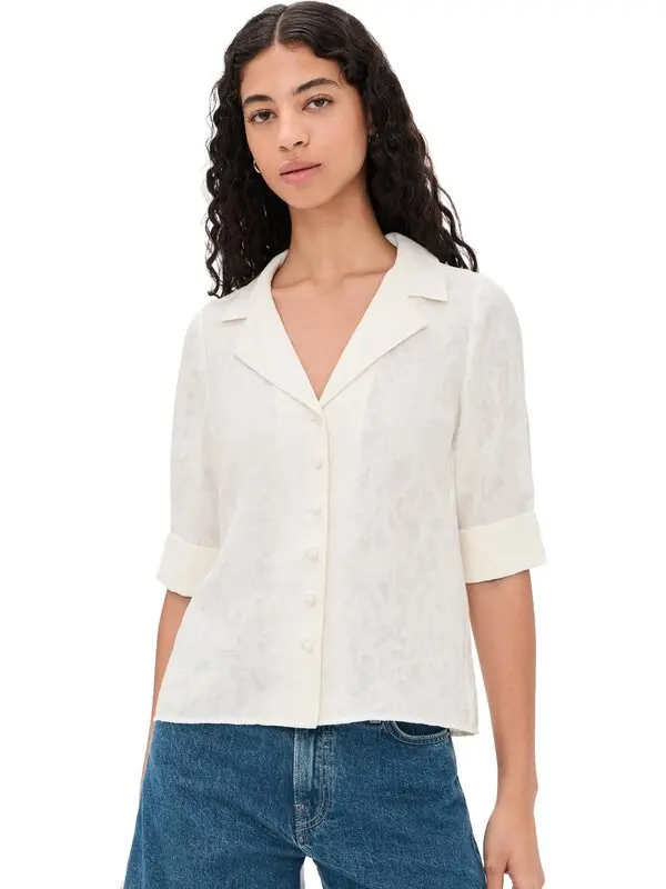 Rag & Bone Carmella Short Sleeve Top - Cream