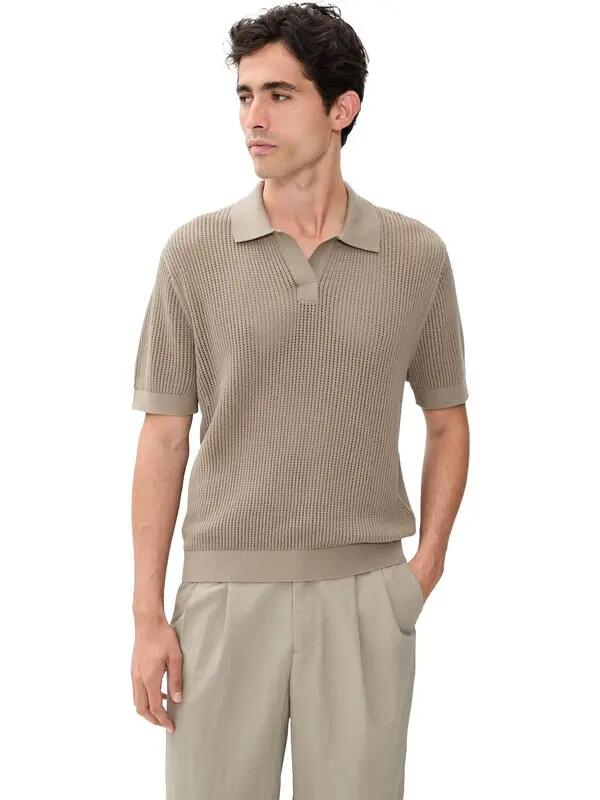 AUTO-REPLY Knit Mesh Polo Shirt - Pumice