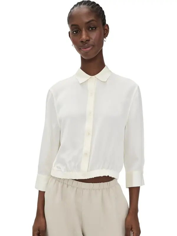 Theory Cropped Button-down Shirt - Ivory