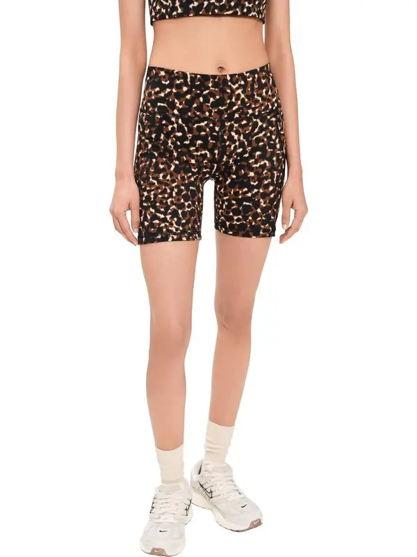Sweaty Betty Power Biker Shorts - Brown Offbeat Animal Print