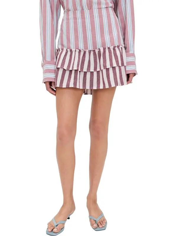 CONIGLIO PALM BEACH Cinch Back Miniskirt - Claret Combo Stripe