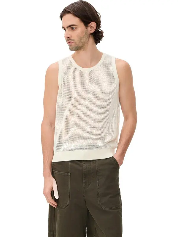 AUTO-REPLY Knit Mesh Tank Top - Sea Salt