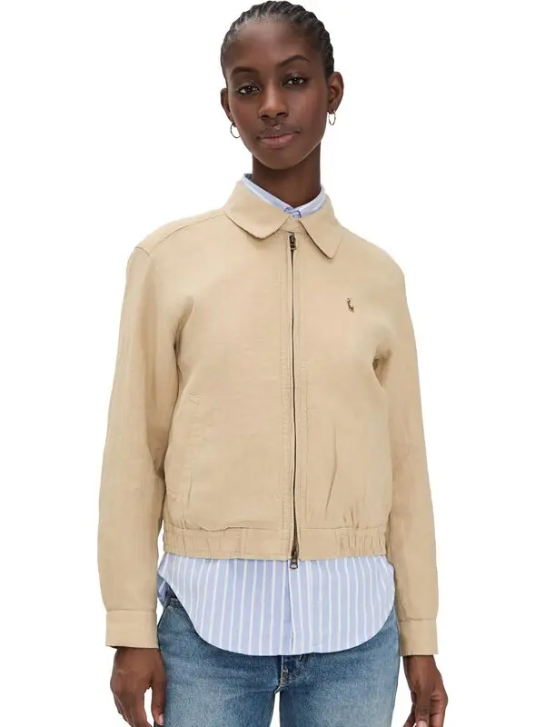 Polo Ralph Lauren Linen Zip-up Jacket - Tan