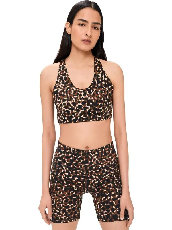 Sweaty Betty Power Racer Bra - Brown Offbeat Animal Print