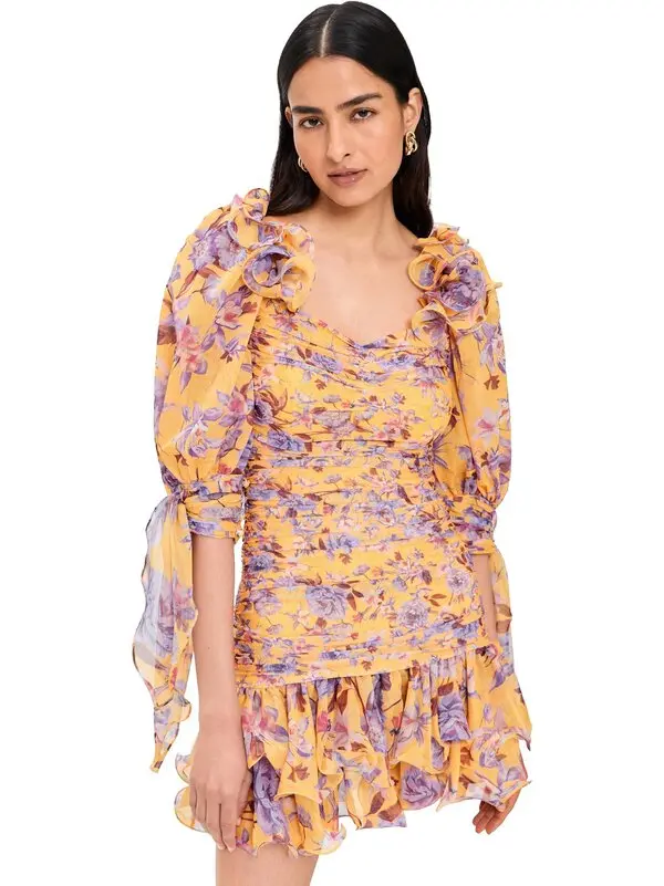 PatBO Peony Mini Dress - Yellow
