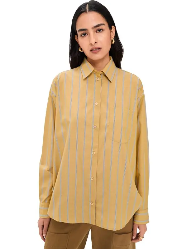 JAMIE HALLER Striped Poplin Shirt - Golden Stripe