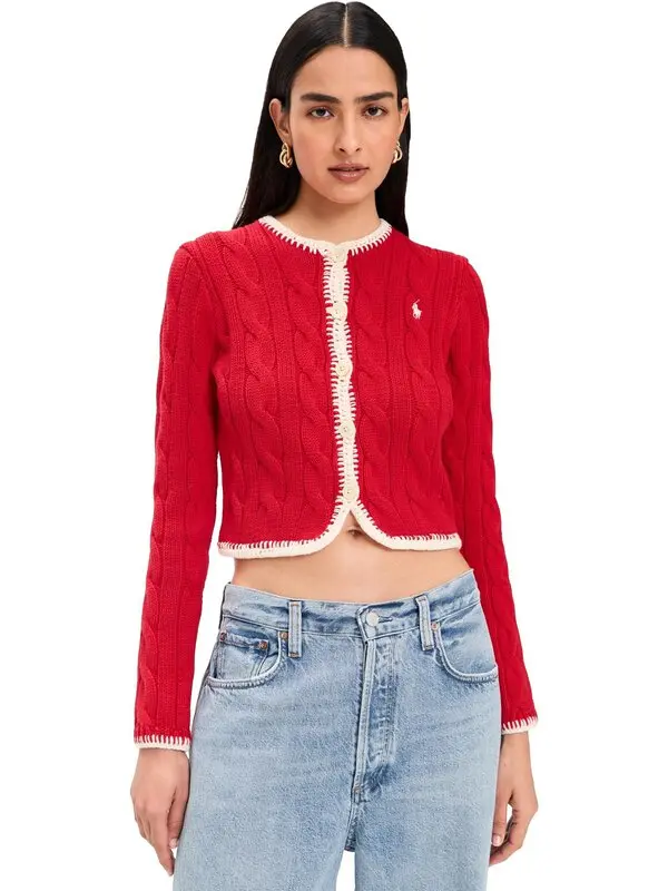 Polo Ralph Lauren Cable Knit Cardigan - Cruise Red