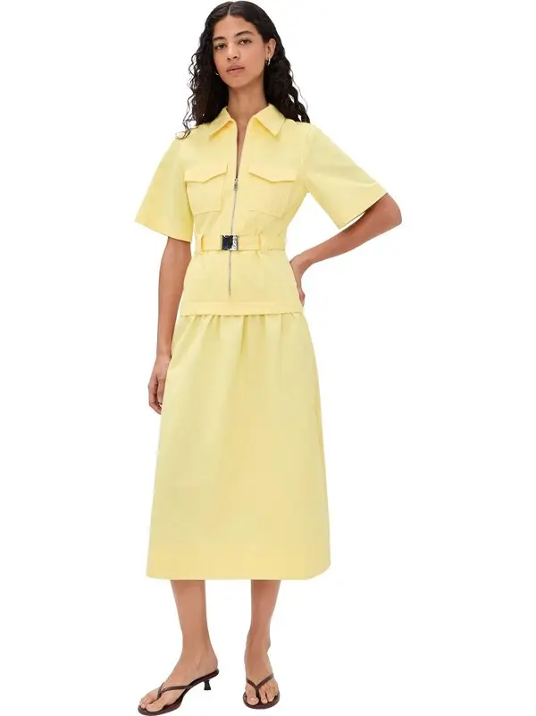 ALIGNE Belted Midi Shirt Dress - Butter Yellow