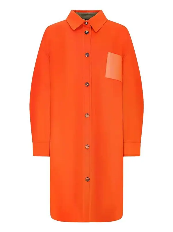 Loewe Leather-patch Button-down Coat - Orange