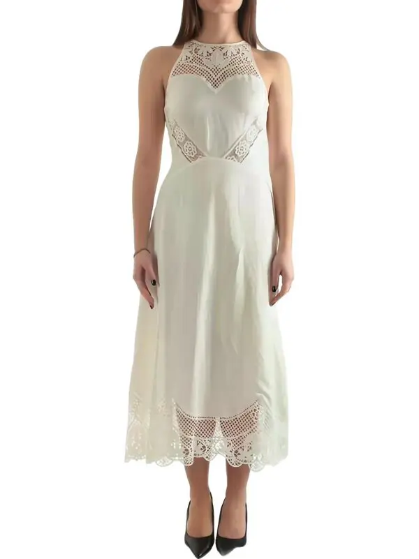 TWINSET Lace-trim Sleeveless Midi Dress - Neutrals