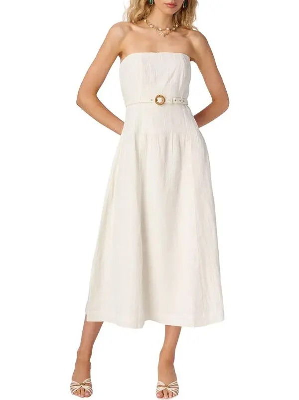 Cami Nyc Yena Strapless Linen Dress - Macadamia