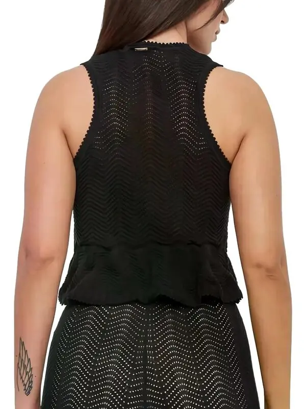 TWINSET Zigzag-knit Peplum Tank Top - Black